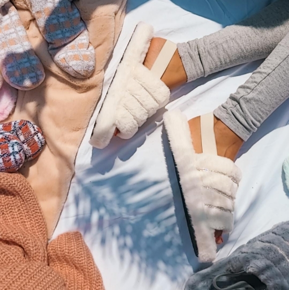 Shoes | Above The Clouds Collection White Fur Slides | Poshmark
